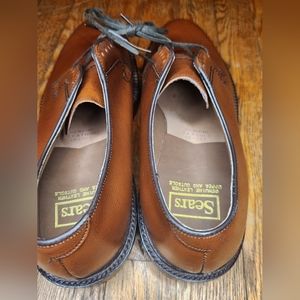 Sears | Shoes | Vintage 96s Sears Genuine Leather Vcleats Brown Plain ...